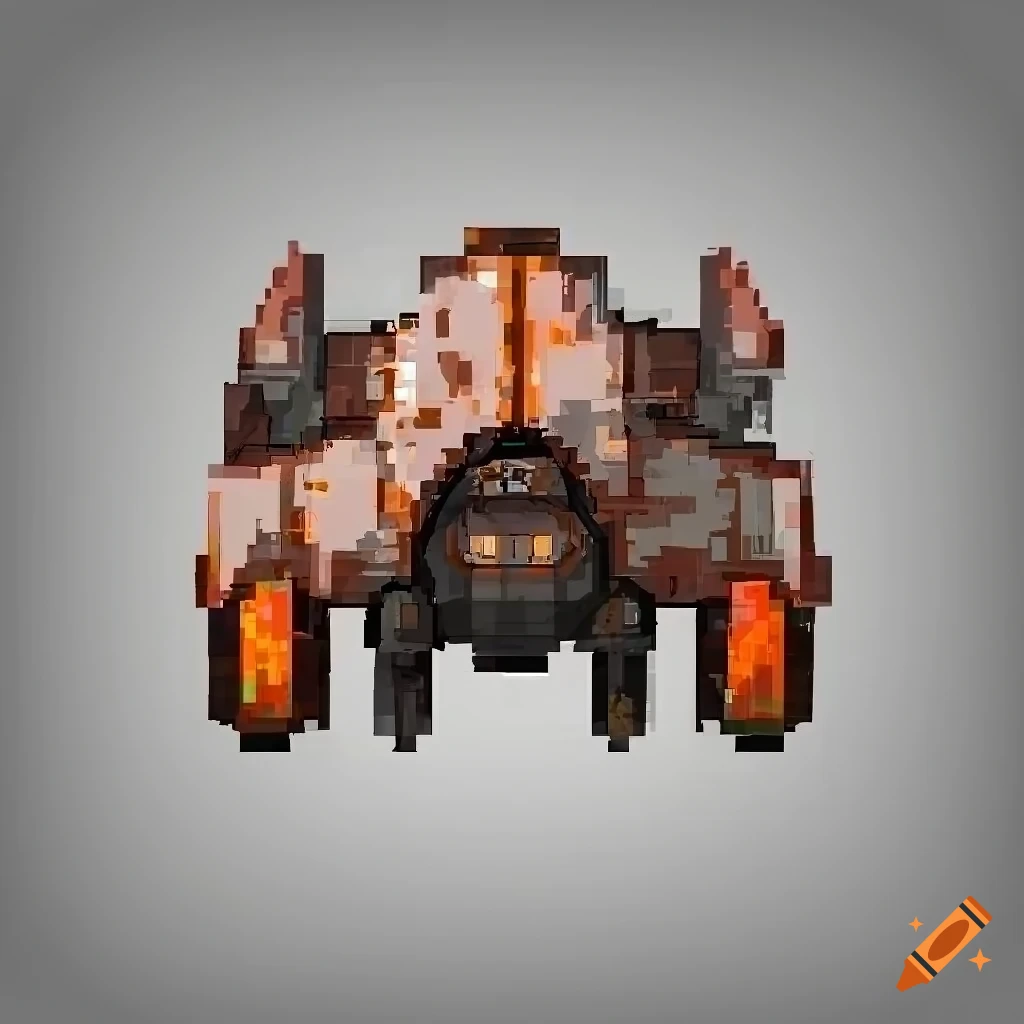 Top-down view of a detailed rusty spaceship in a game sprite style on ...