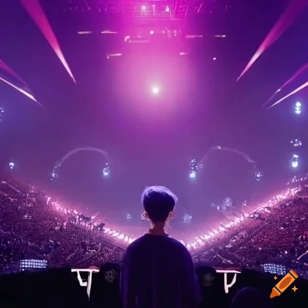 Bangtan sonyeondan purple stadium concert on mars on Craiyon