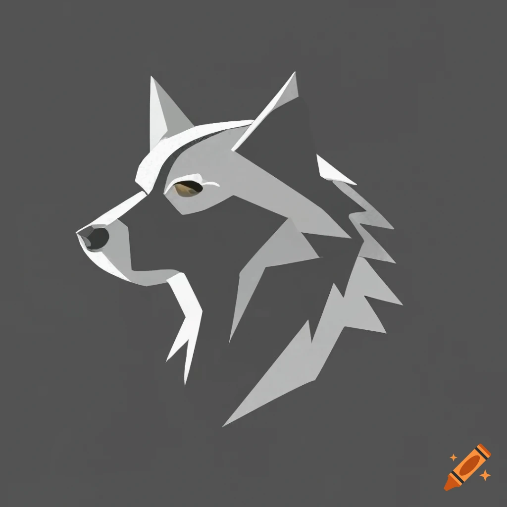 Geometric side profile logo of a shadow wolf on Craiyon