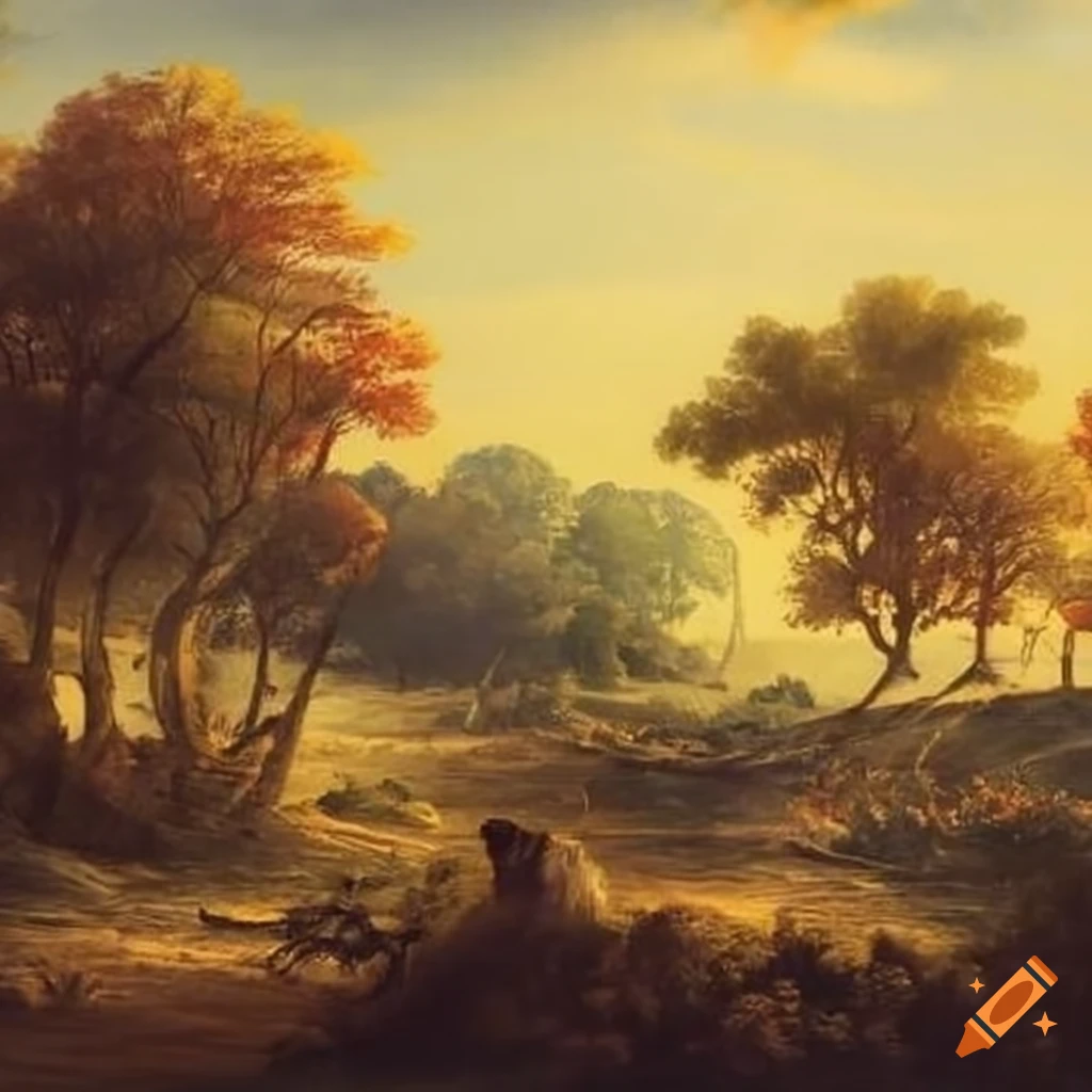 Open field with a 1700s setting on Craiyon