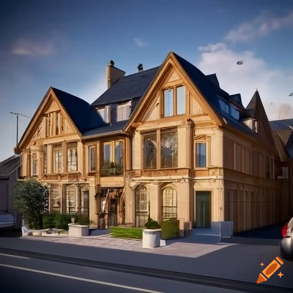 Neo-classical timber frame residential townhouse with porch and ...