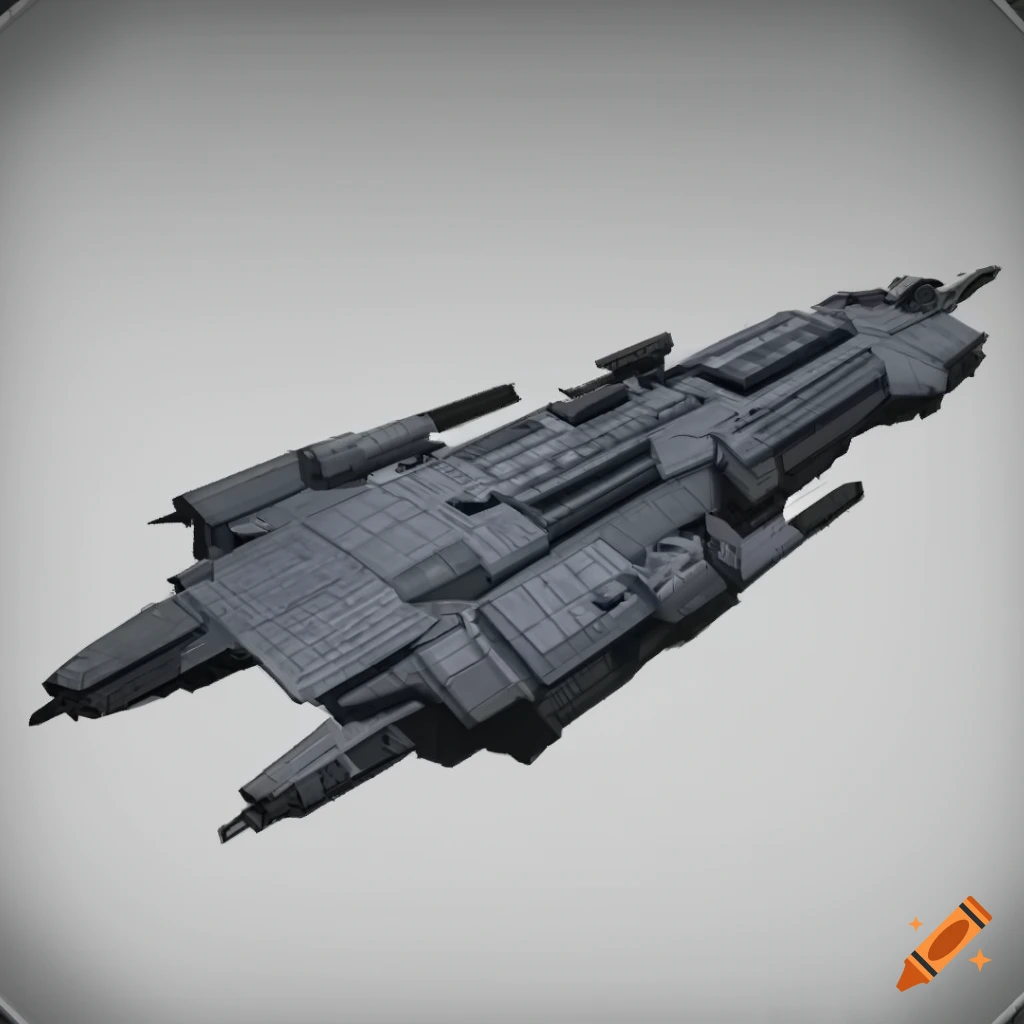 Mid poly combat spaceship in a starship on Craiyon
