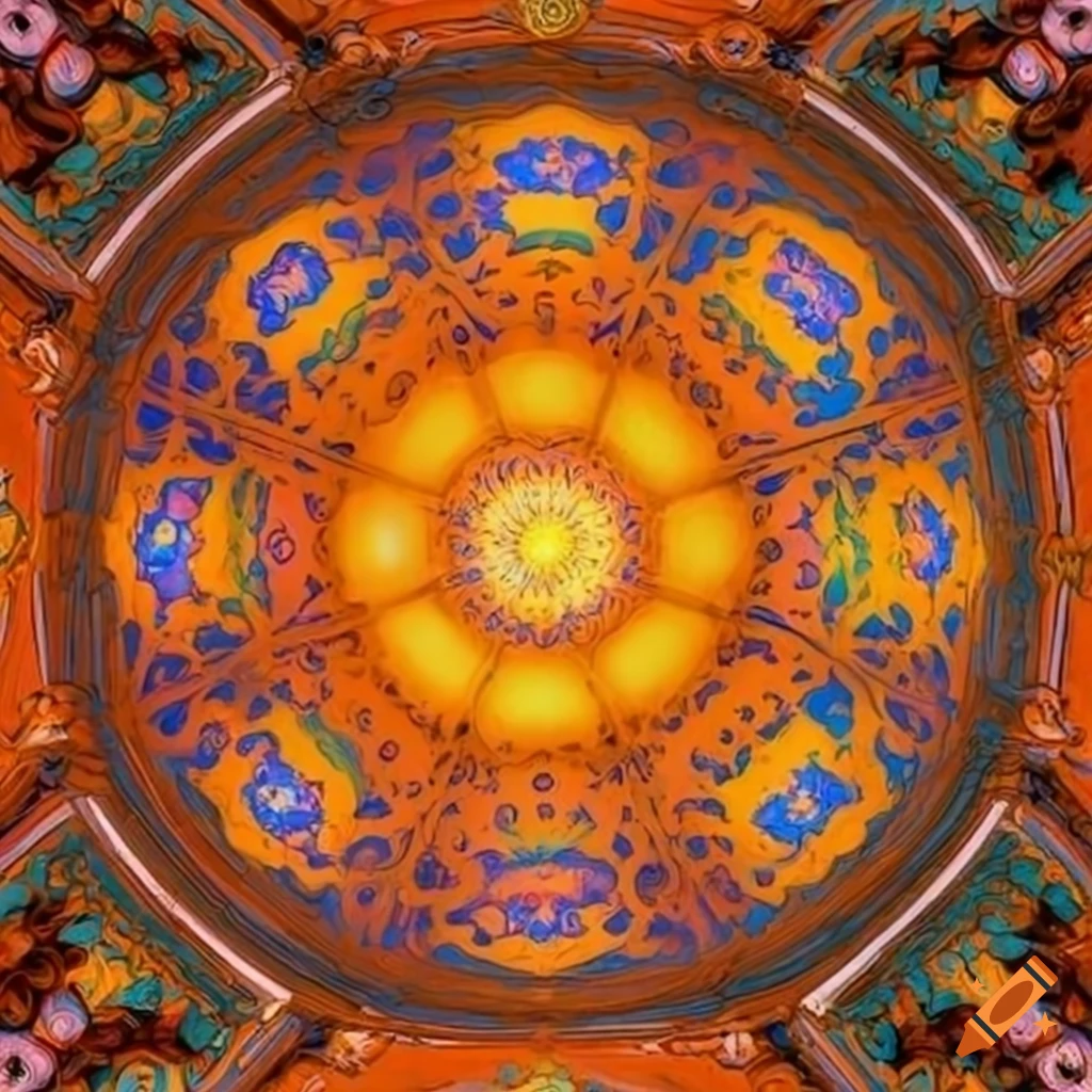 Orange and yellow church ceiling pattern in cathy josefowitz style on ...