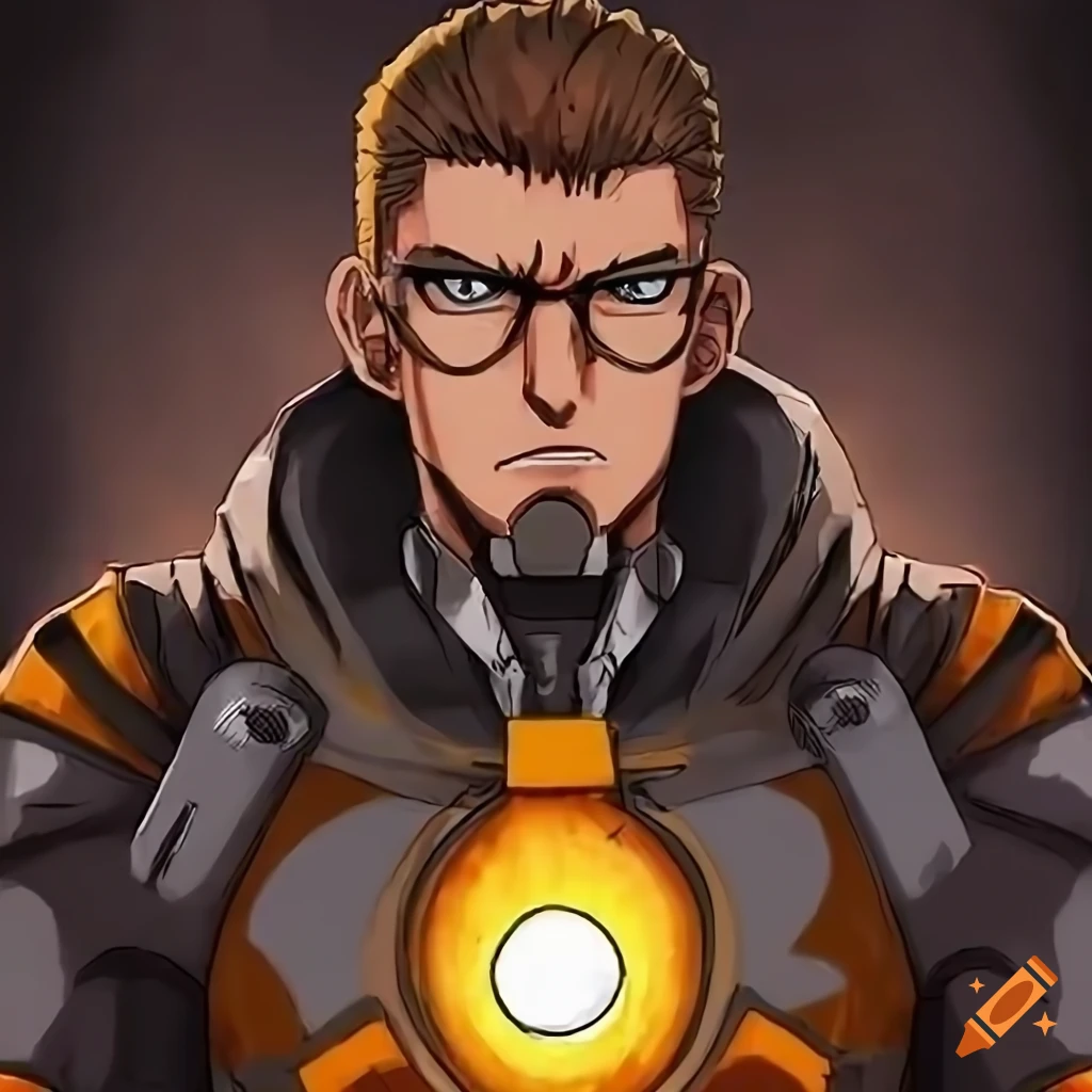 Gordon freeman in a one punch man anime art style on Craiyon
