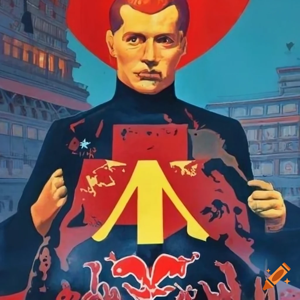 Soviet propaganda poster featuring red bull on Craiyon