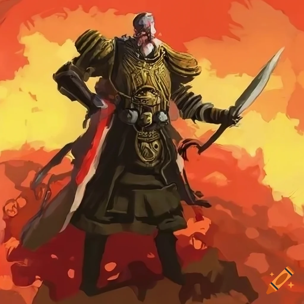 Anime style painting of a middle-aged army commander or general by josh ...