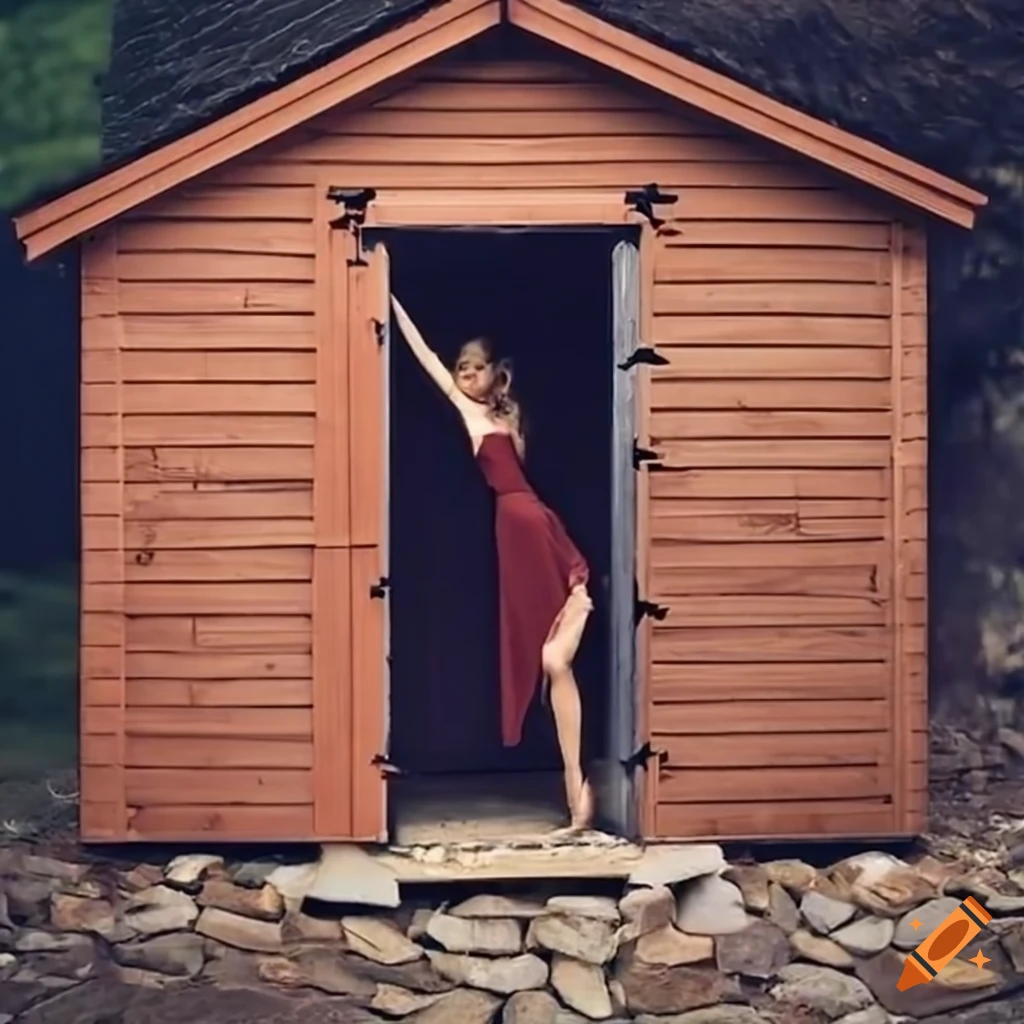Cozy backyard storage shed made of bricks or stone on Craiyon
