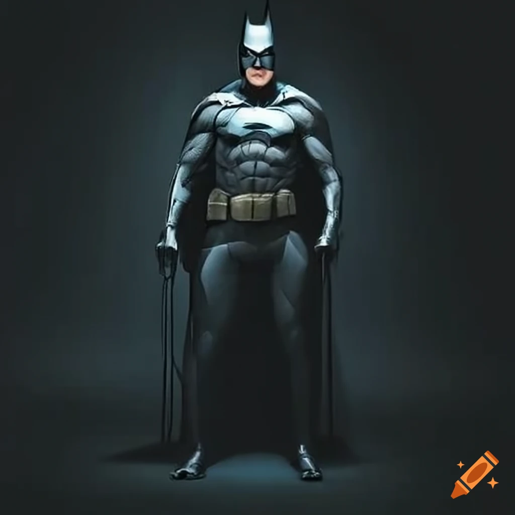 Full body shot of batman in a sleek suit on Craiyon