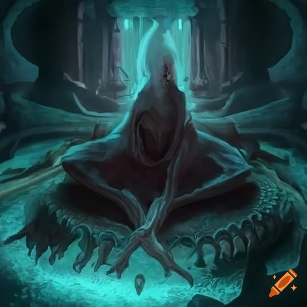 Eldritch god awakening from slumber in a dramatic and spectacular way ...