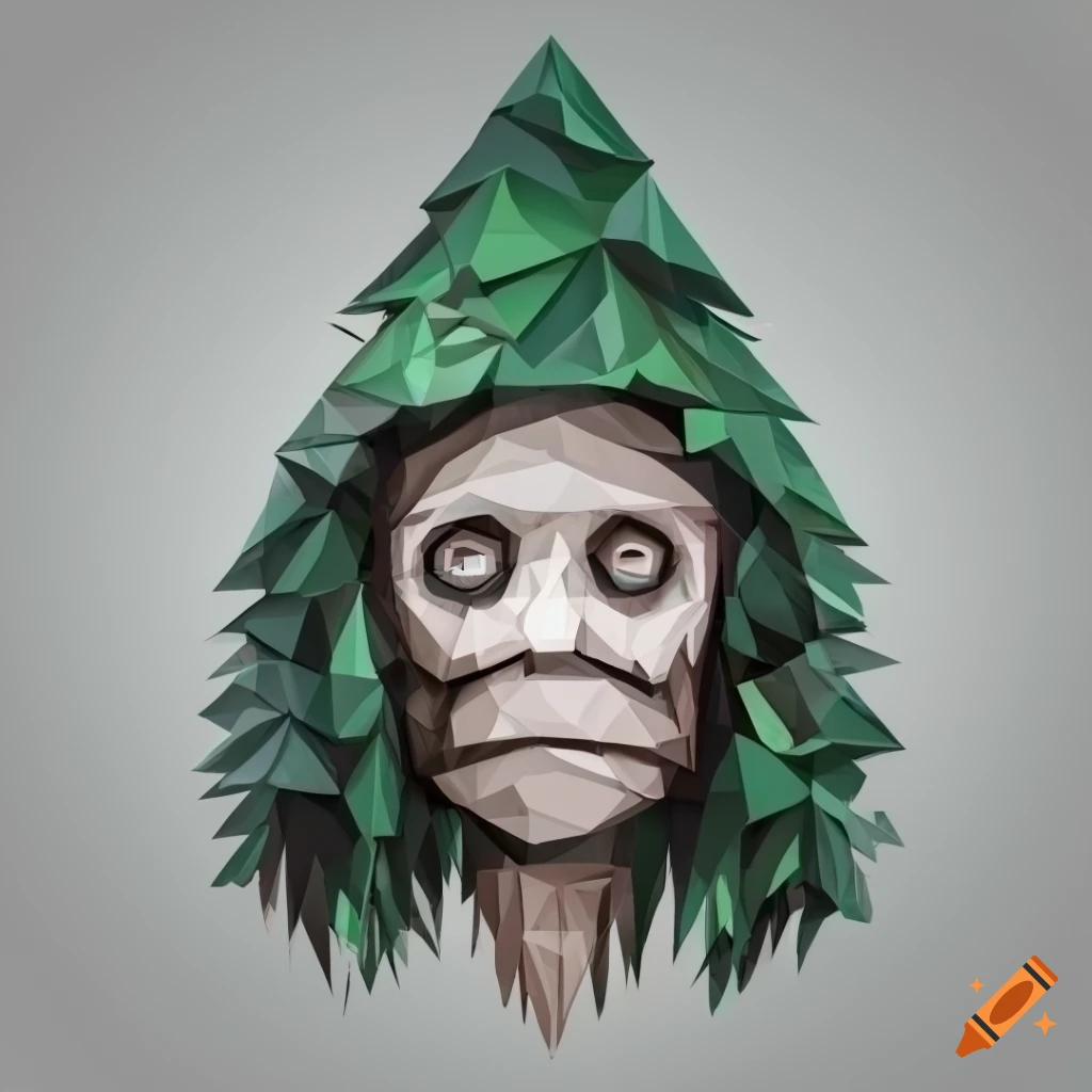Low poly pine tree man logo on Craiyon