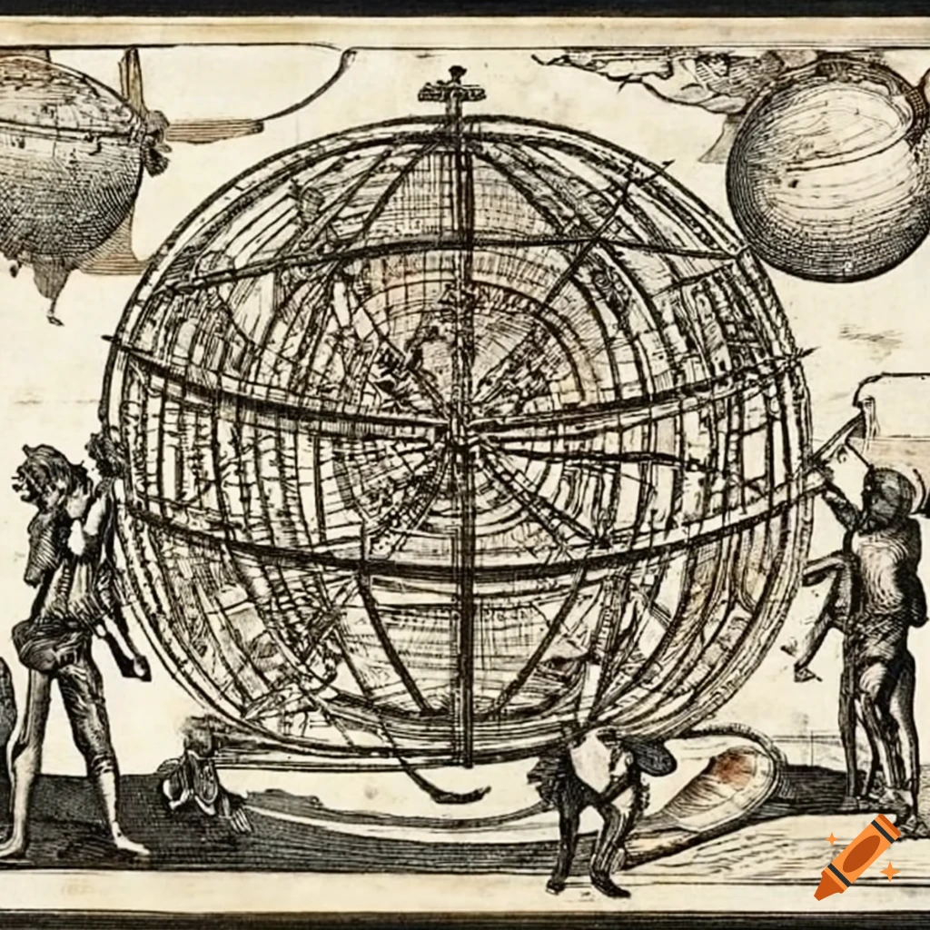Engraving of sputnik satellite alchemy by athanasius kircher on Craiyon