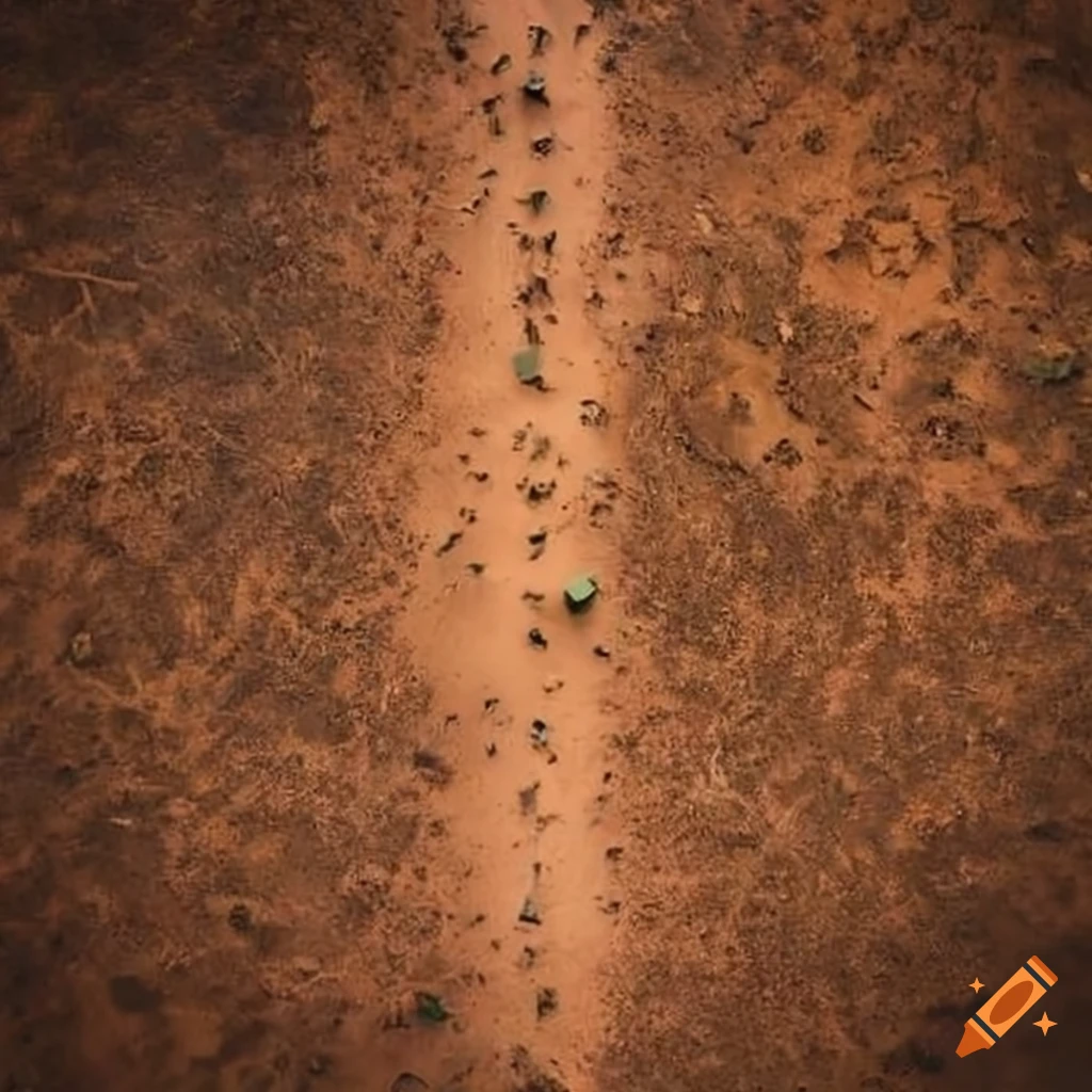 Aerial view of a dirt path on Craiyon