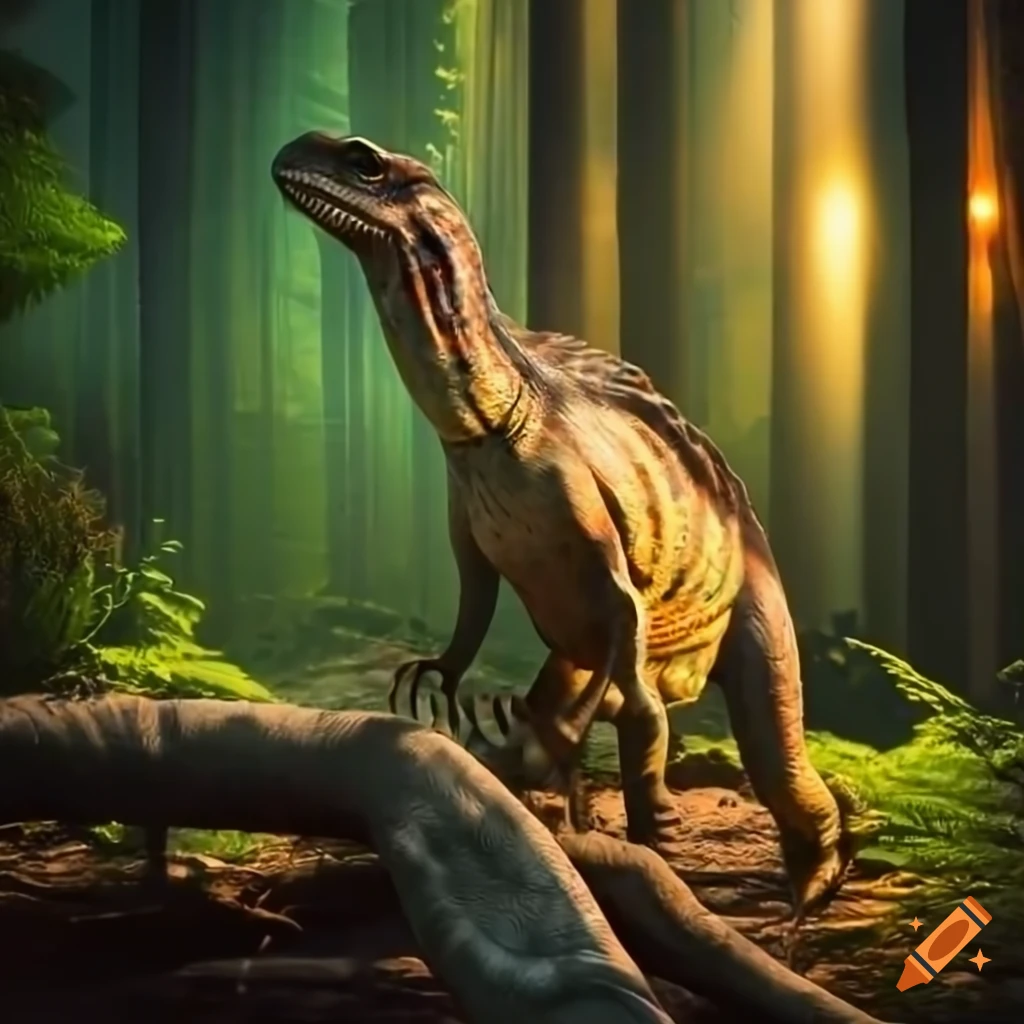 Iguanodon dinosaur with collared lizard color pattern and elephant-like ...