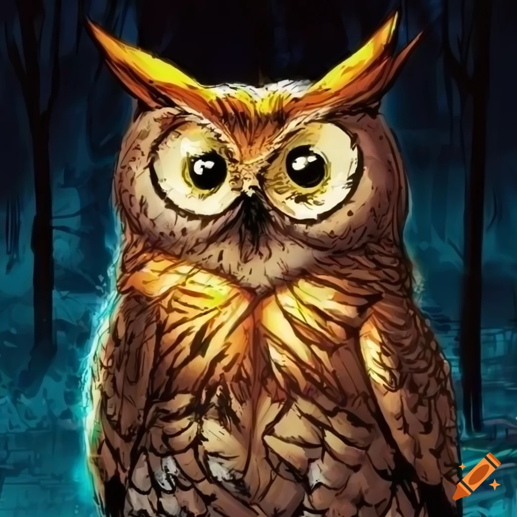 Comic book cover featuring an owl on Craiyon