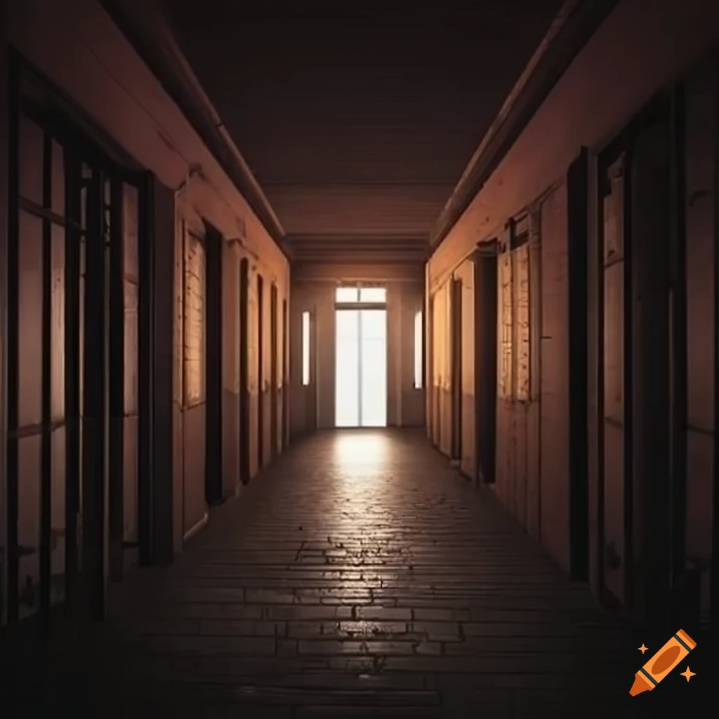 2d perspective of a prison corridor on Craiyon