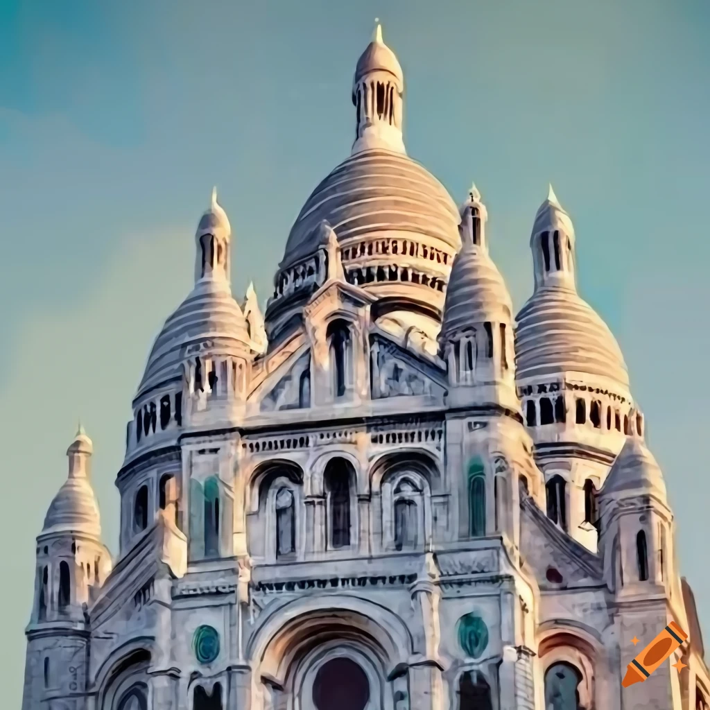 Illustration of sacr\u00e9-coeur basilica without background on Craiyon