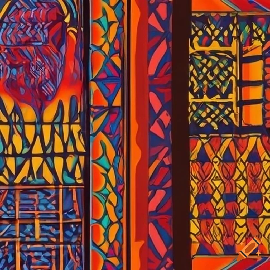 Vibrant and intricate Swazi-inspired abstract pattern in Kaross style ...