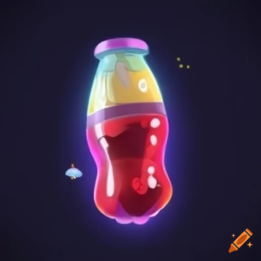 Cartoony Bloxy Cola in a hovering Roblox scene on Craiyon