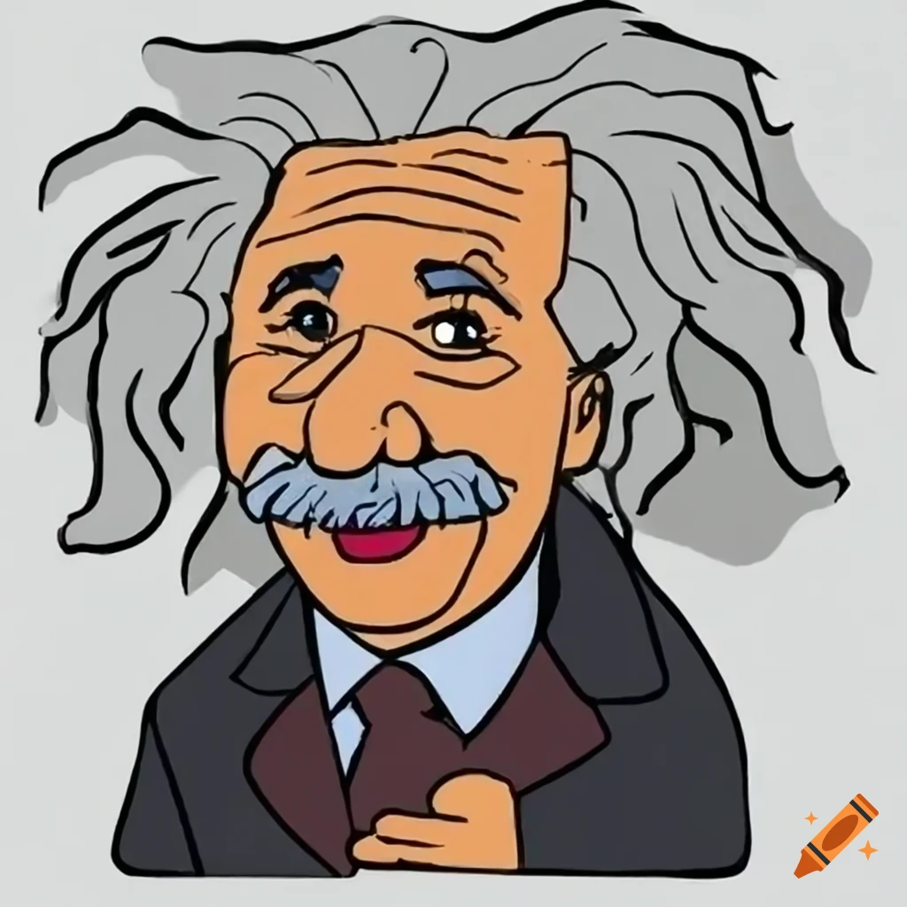 Cartoon depiction of albert einstein on Craiyon