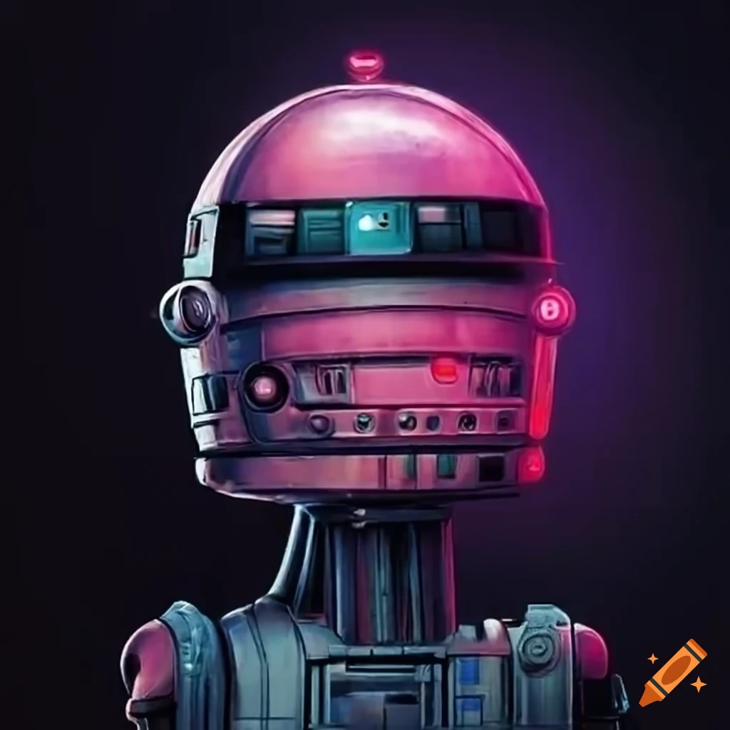 80's style droid face on Craiyon