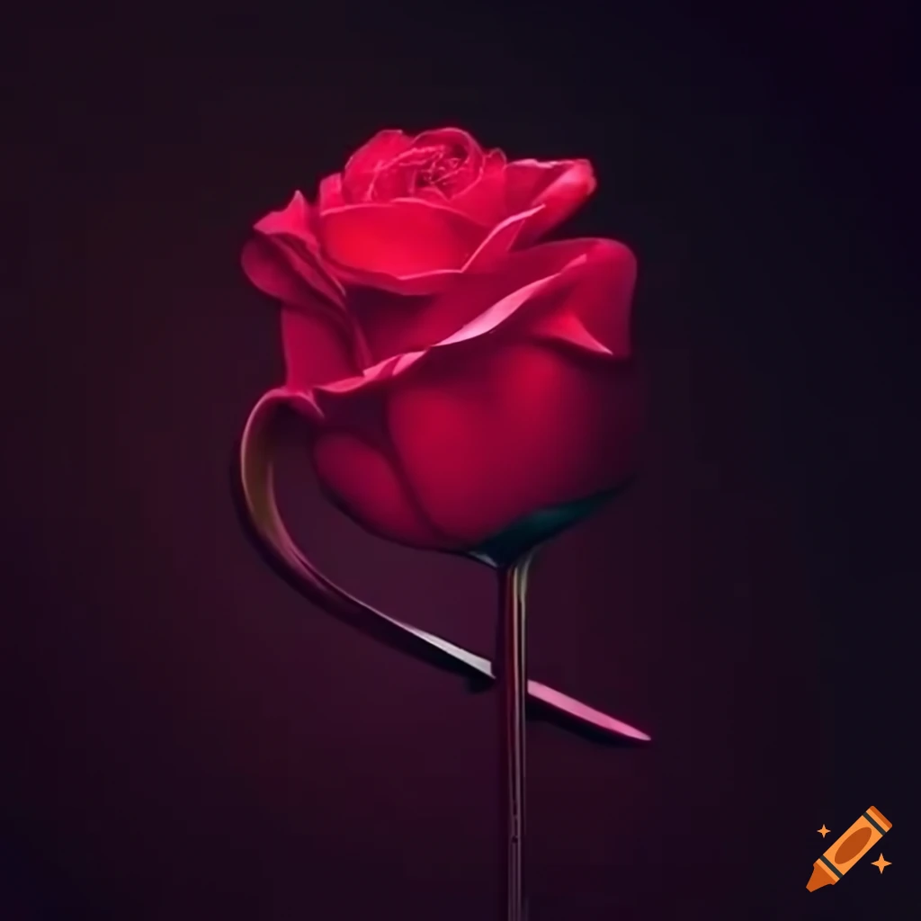 Iconic logo combining a rose and a guitar for a music brand on Craiyon