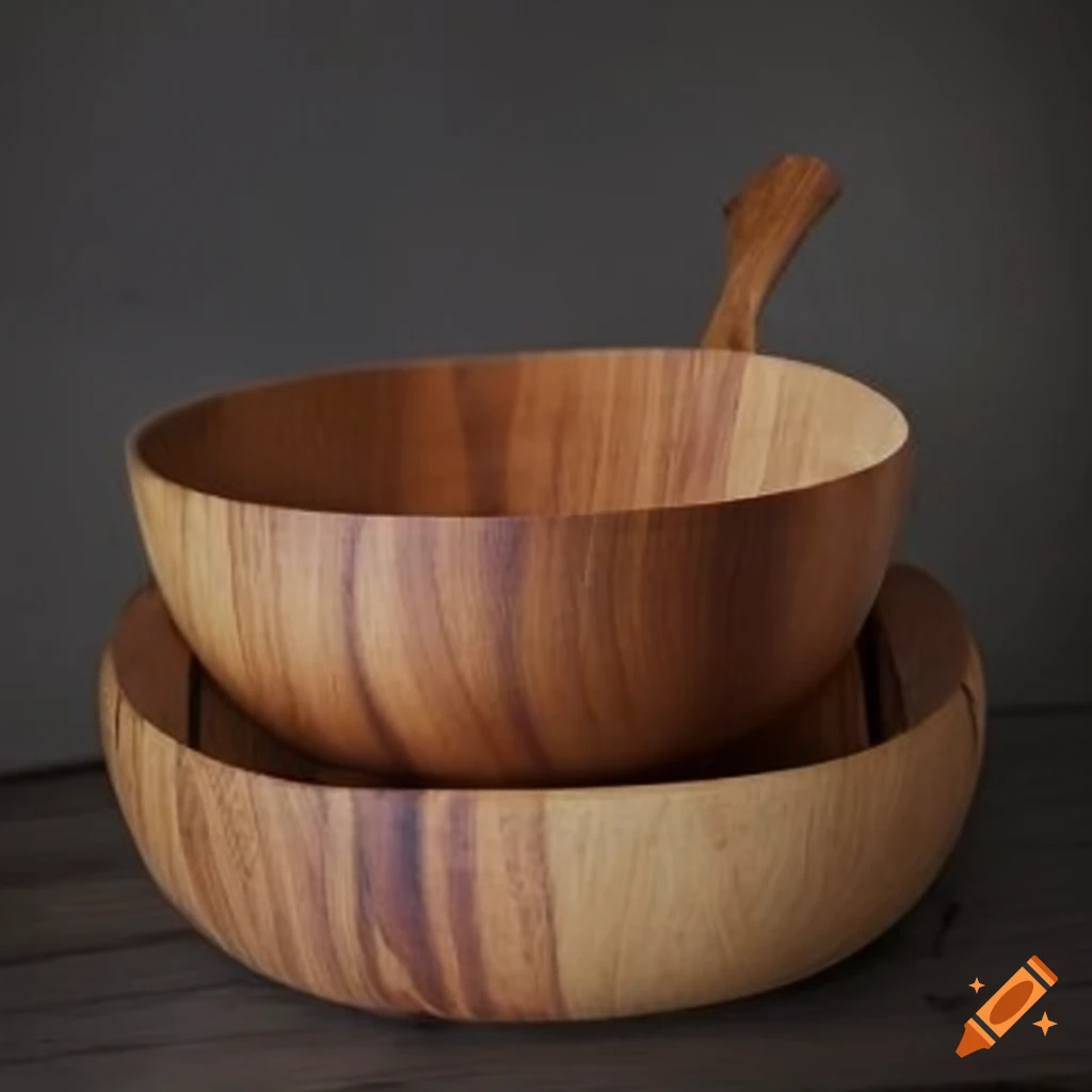 Large wooden bowls on Craiyon