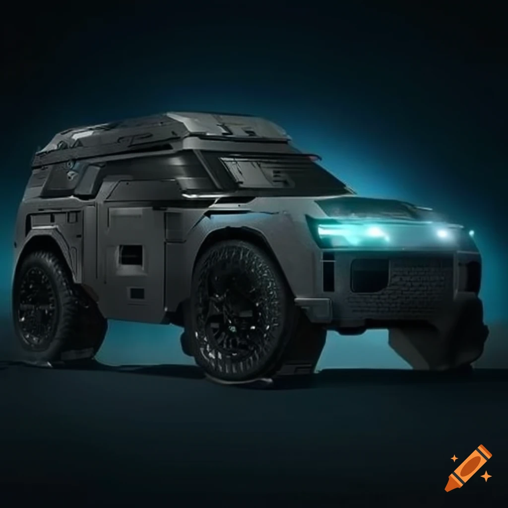 Sci-fi concept of a land rover vehicle on Craiyon