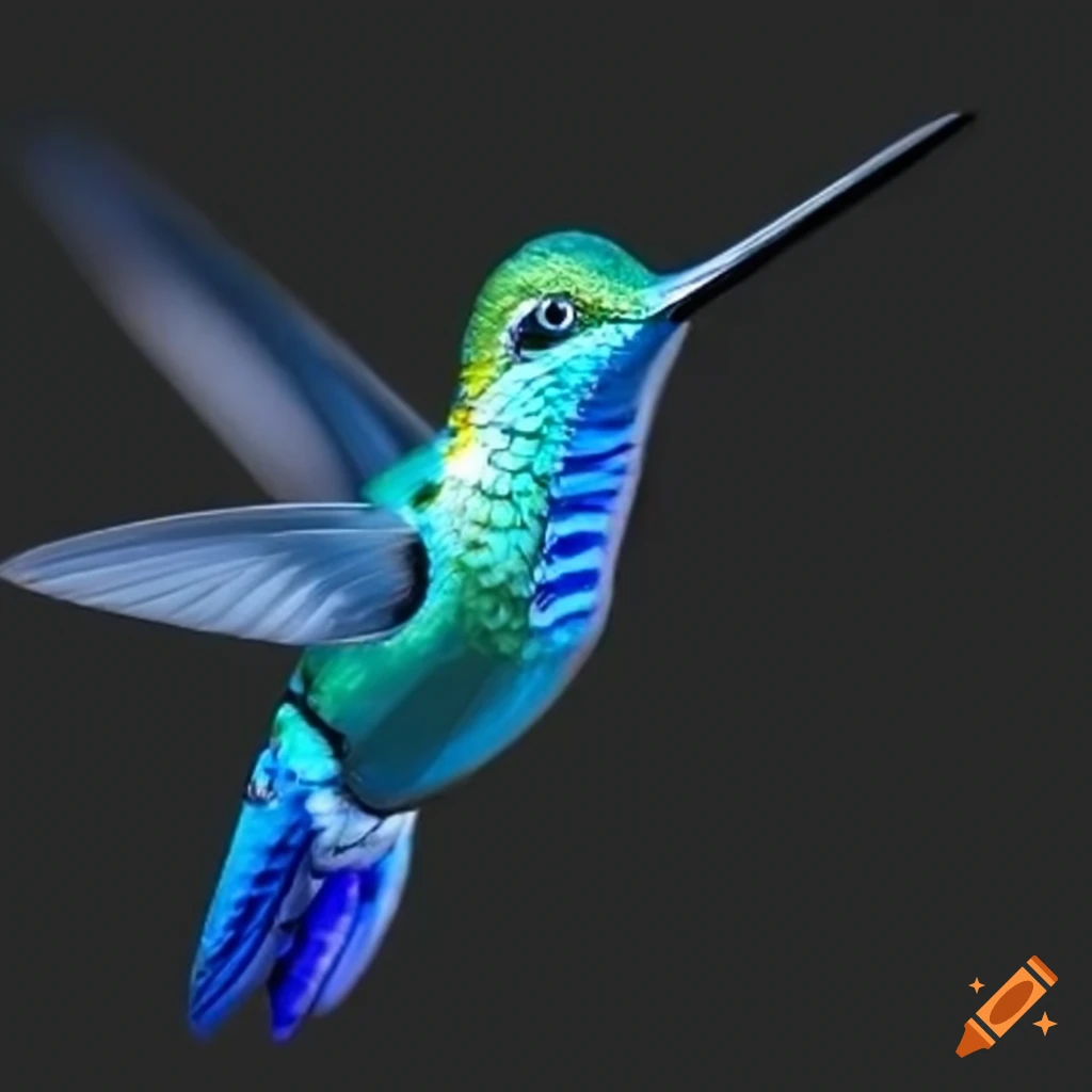 Blue robotic hummingbird on Craiyon