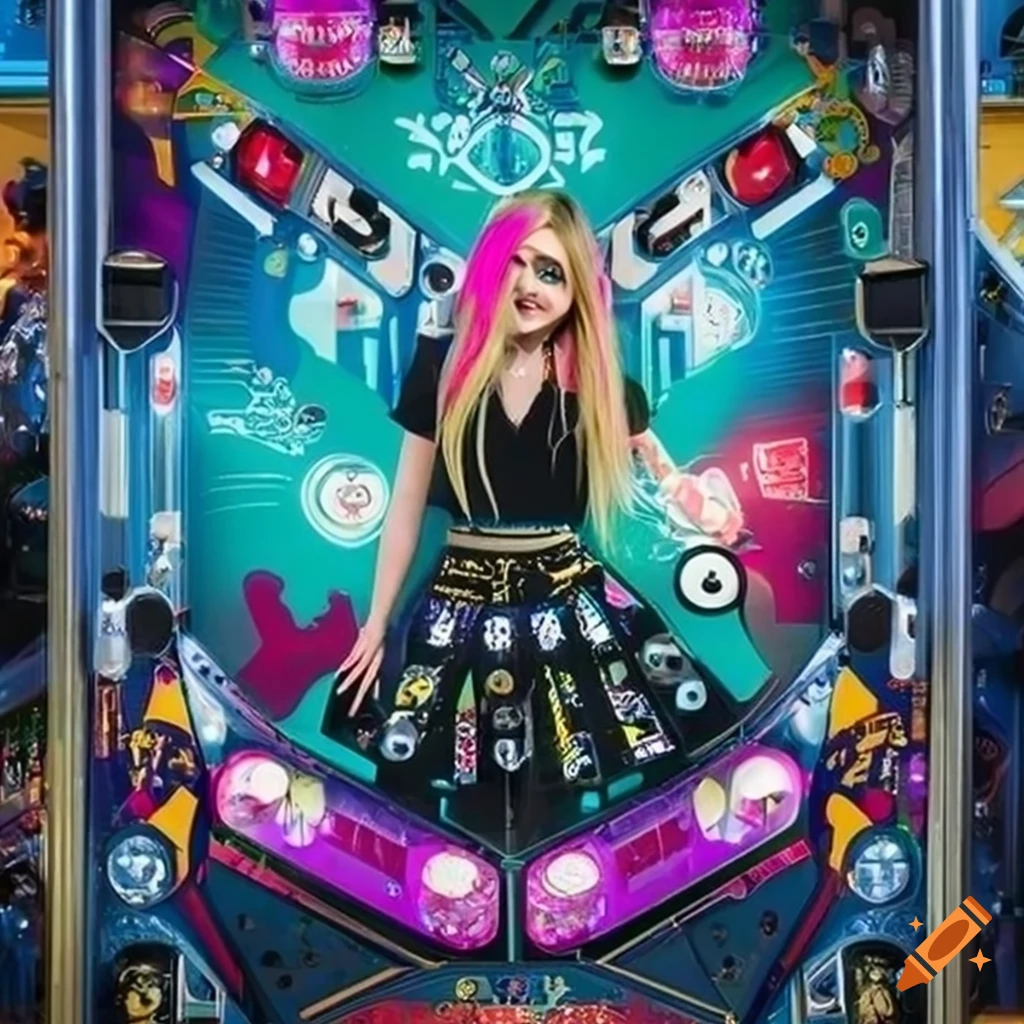 Avril Lavigne themed pinball table on Craiyon