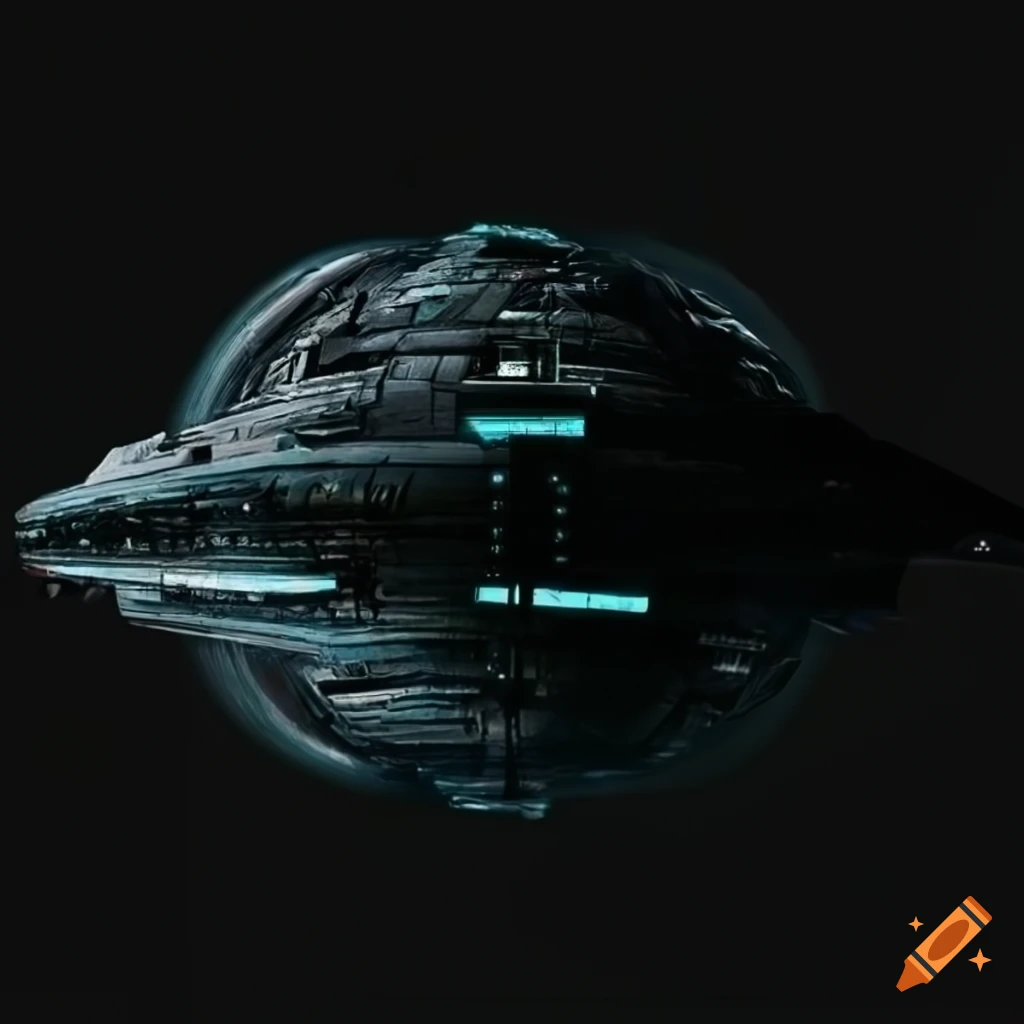 Huge alien spaceship in a dark space on Craiyon