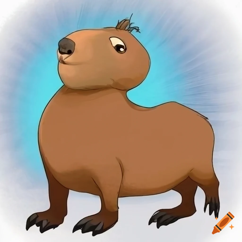 Cartoon-style little capybara drawing on Craiyon