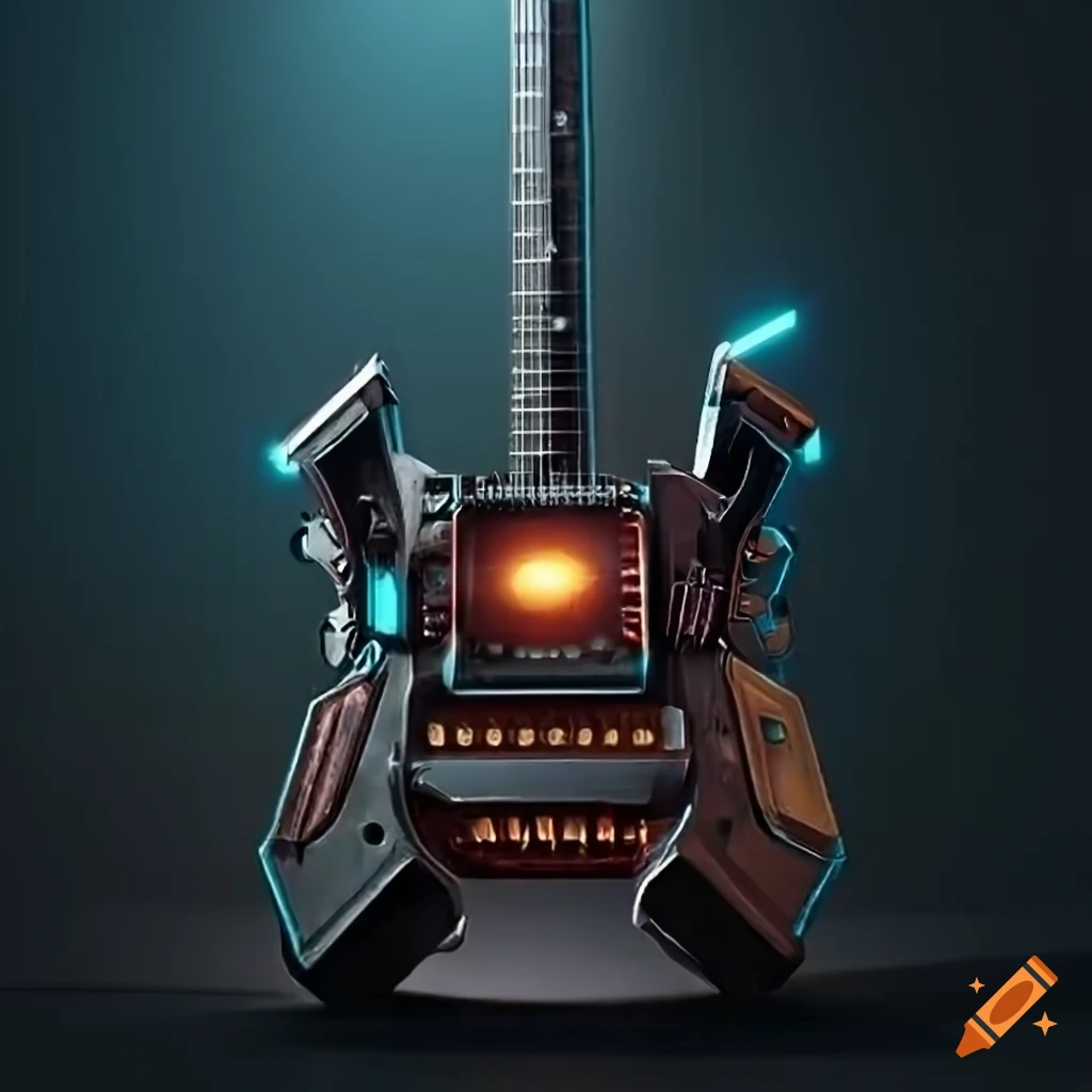 Sci-fi themed guitar on Craiyon