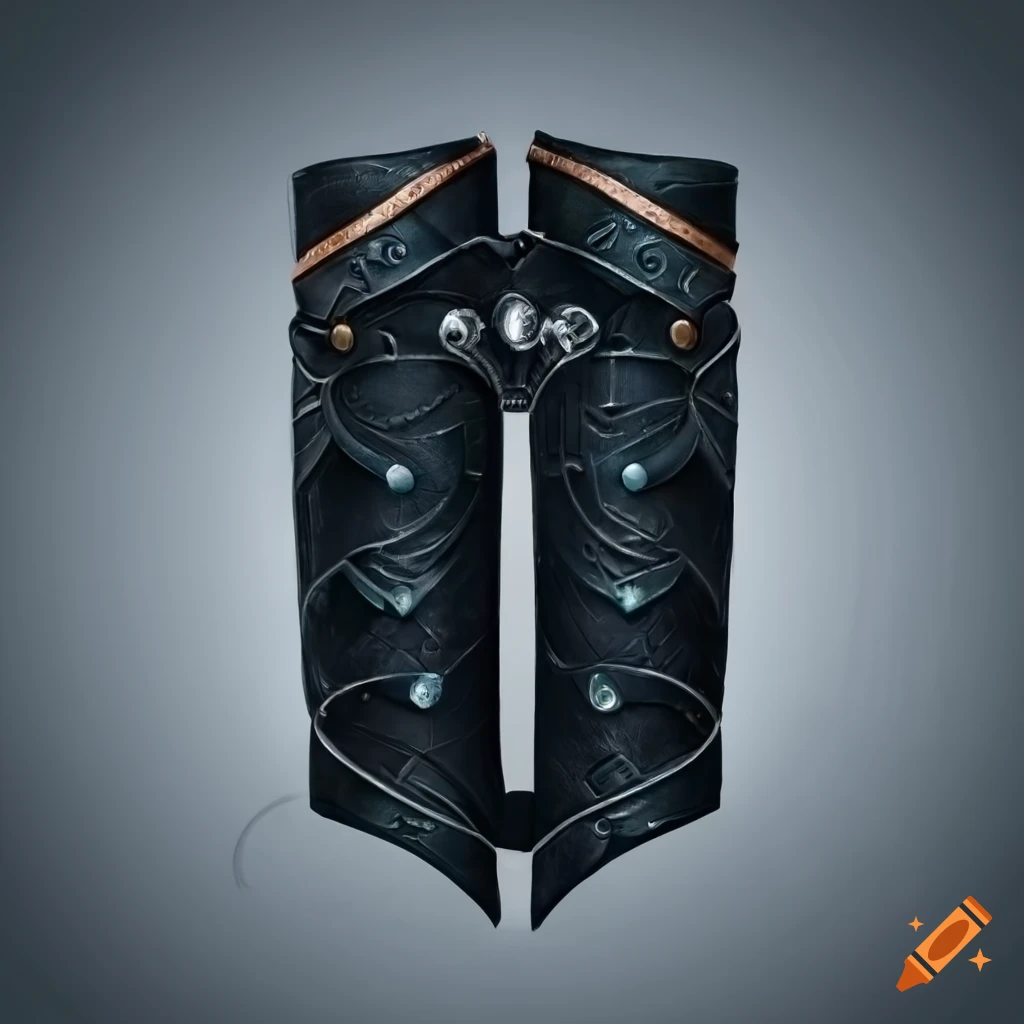 Intricately designed dark leather bracer for a tabletop RPG, Guild Wars ...