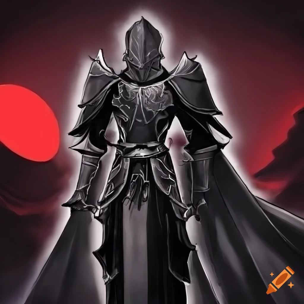The black knight from fire emblem standing in front of a red moon on ...