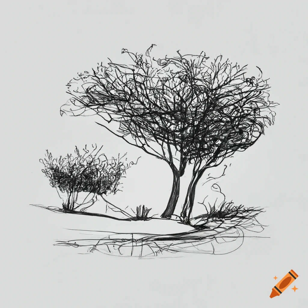 Counter-intuitive landscape design in black and white sketch on Craiyon