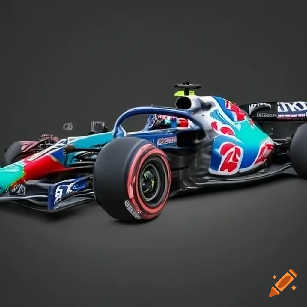 Formula 1 car with the text 'boxbox' on Craiyon