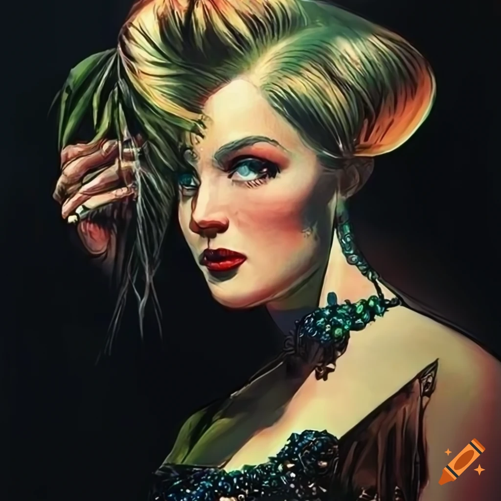 Vivid and vivacious tropical scene from a graphic novel with deep rich ...