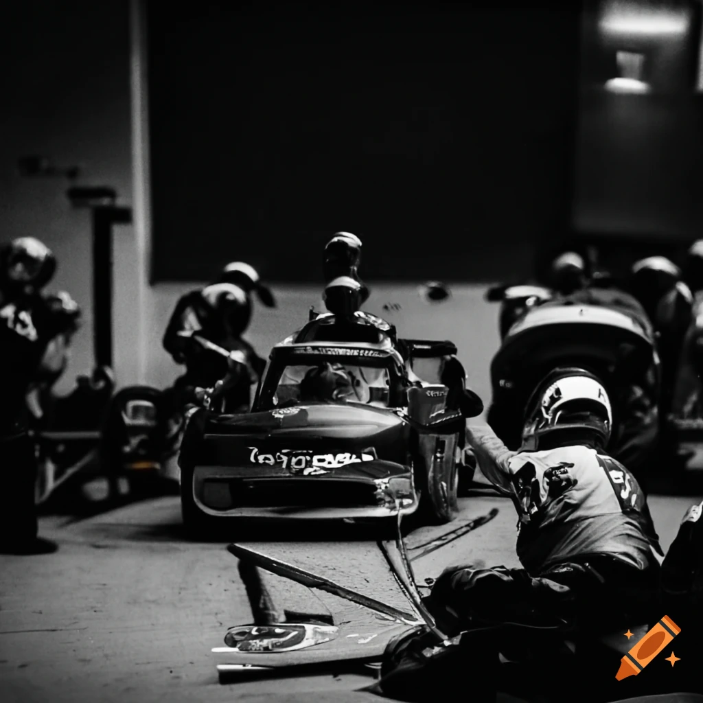 Racecar refueling in a pit stop with the quote 'every roadblock is just ...