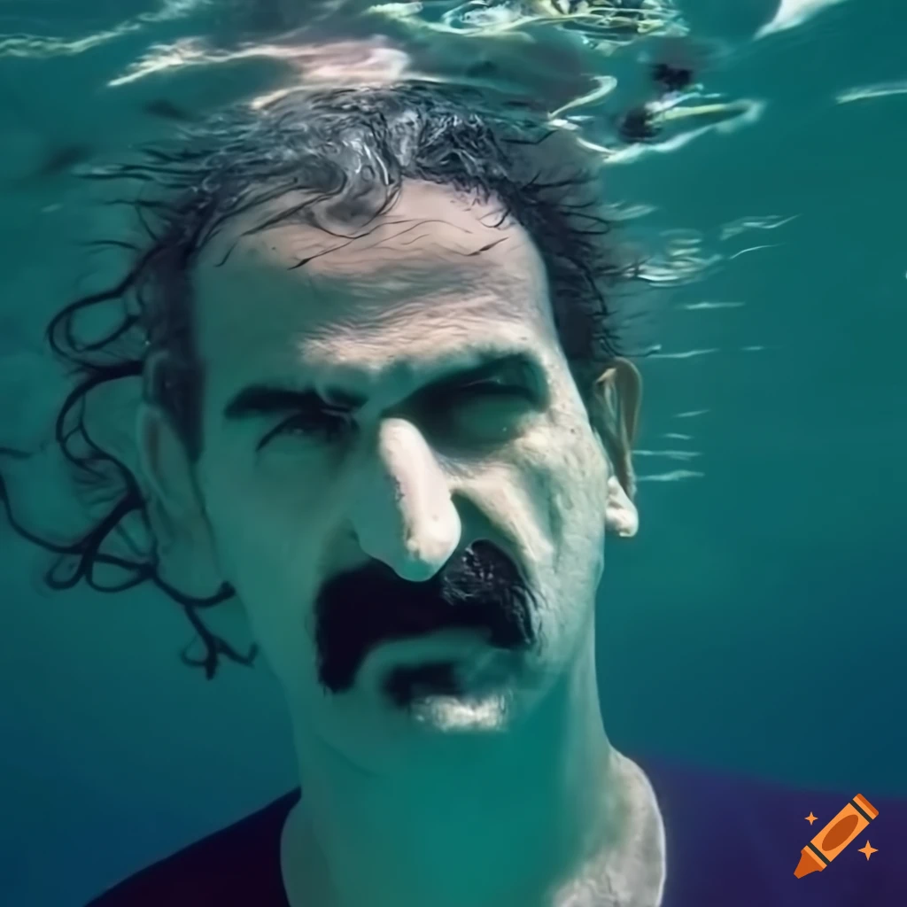 Close-up portrait of frank zappa underwater in a sunny swimming pool on ...