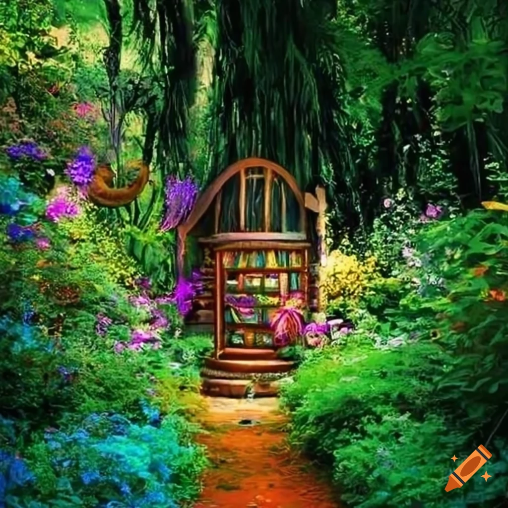 Magic-filled whimsical garden with vibrant colors and fairy-tale ...