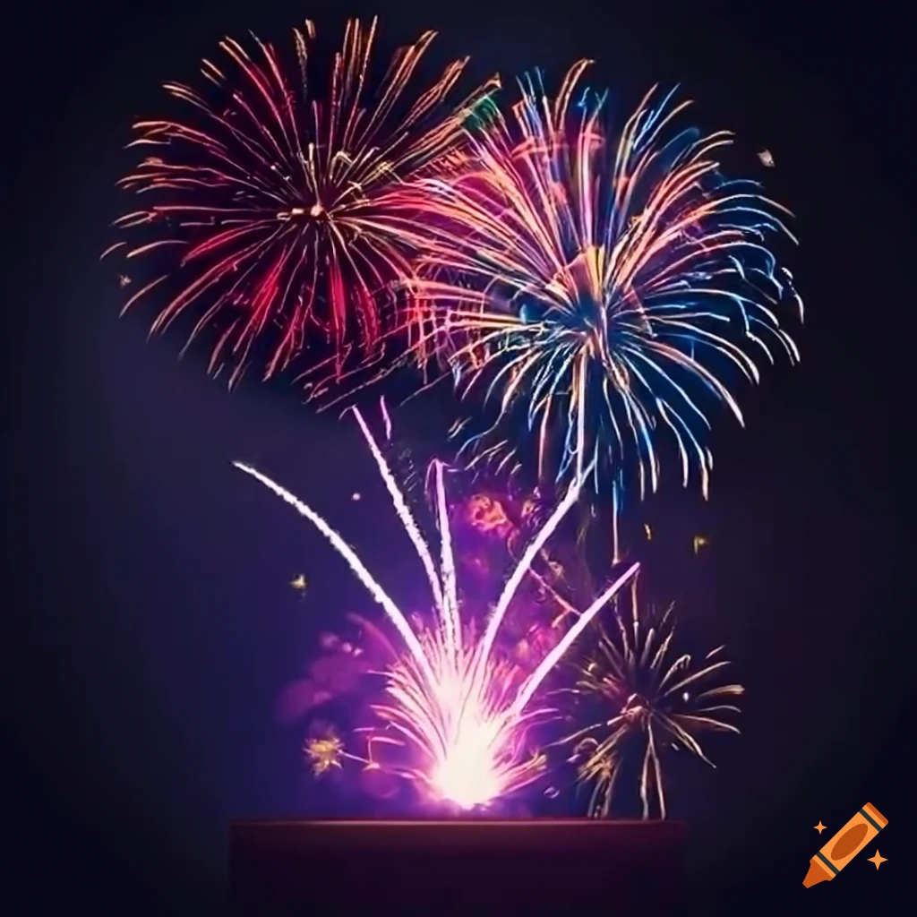 Card for a card game with fireworks in the middle on Craiyon