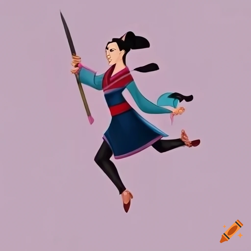 Mulan jumping with a sword on Craiyon