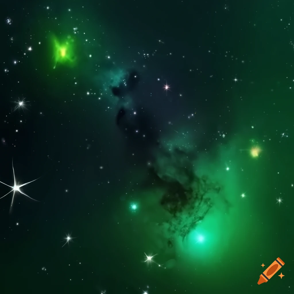 Dynamic cosmic green with elegant comet trails and scattered stars on ...