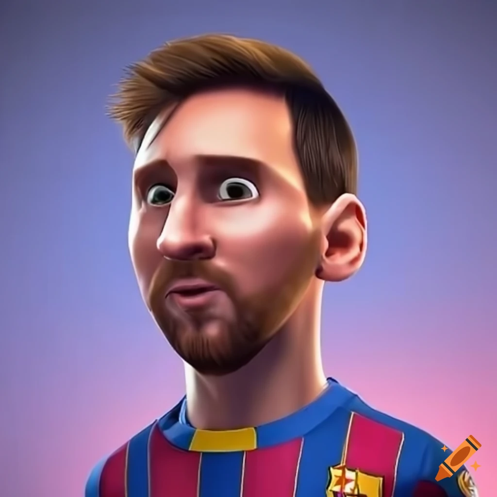 Animated 3d character of lionel messi on Craiyon