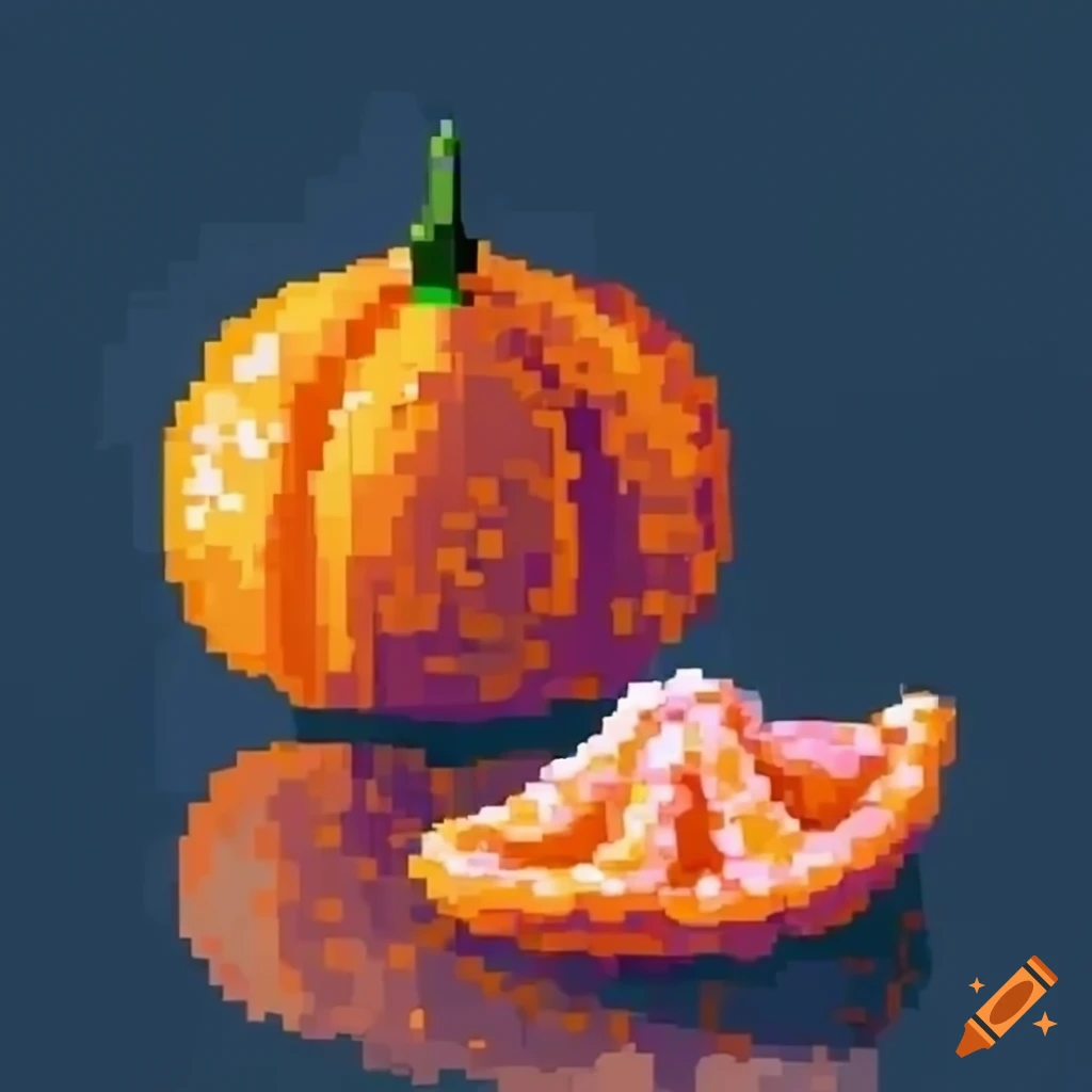 Pixel tangerine on Craiyon