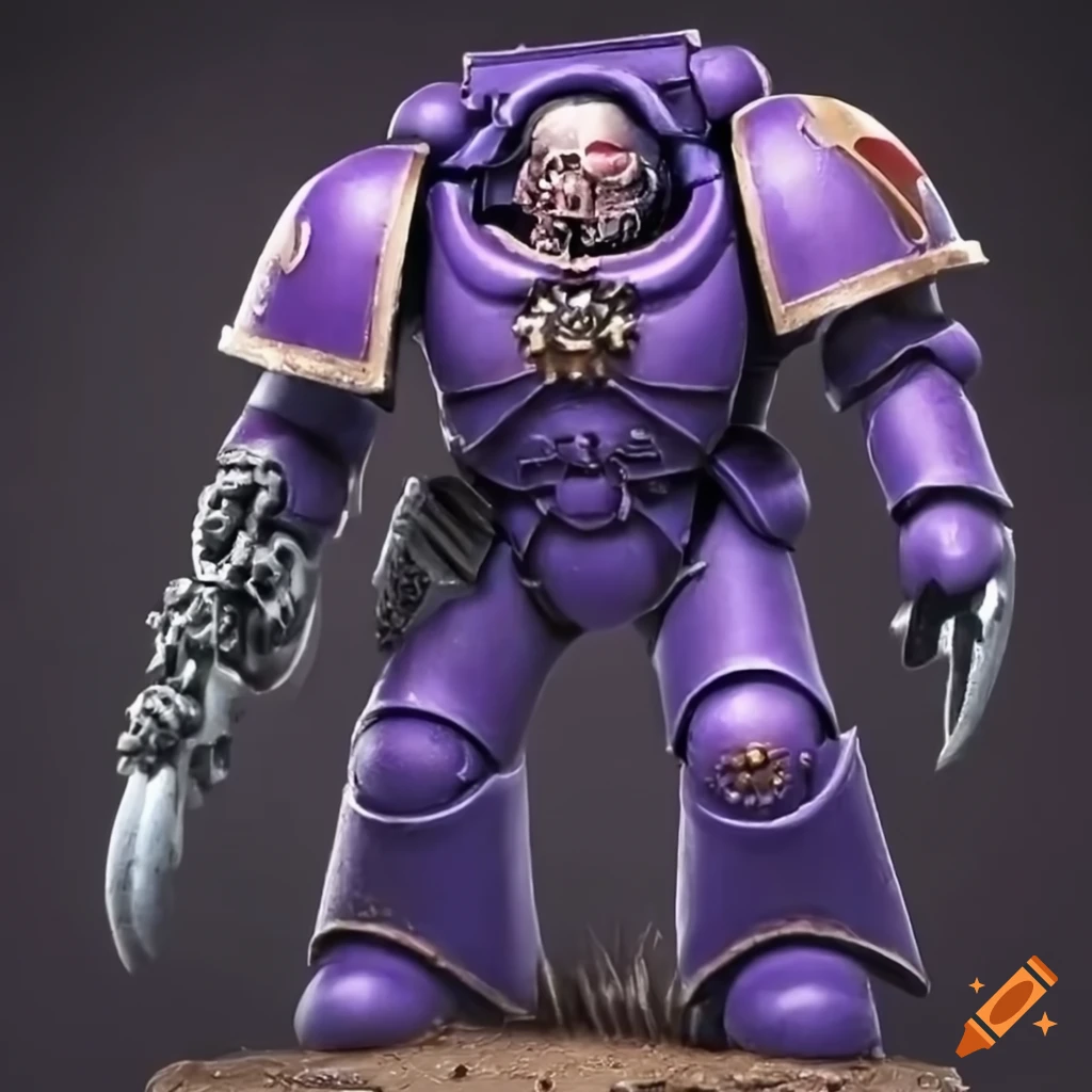 Purple and black warhammer 40k space marine power claws on Craiyon