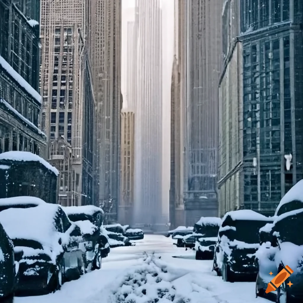Snow-covered chicago cityscape on Craiyon