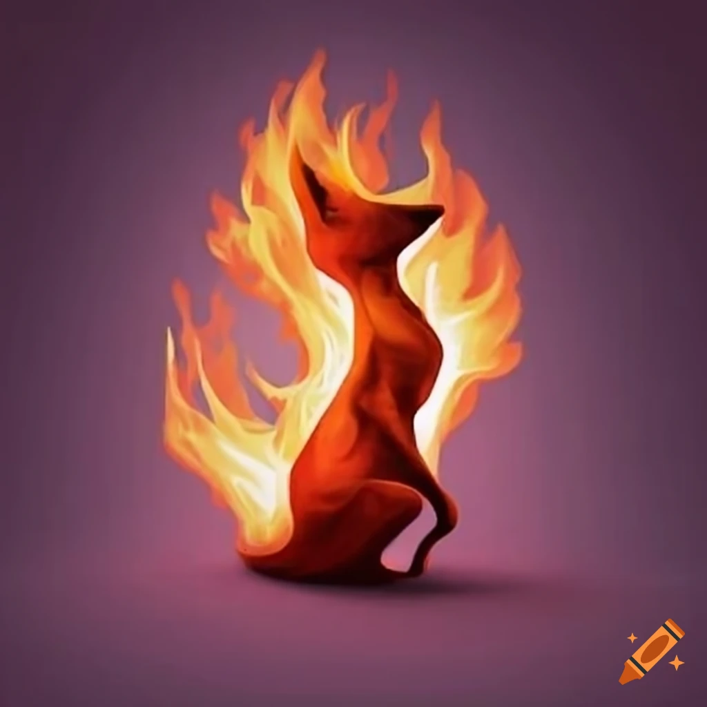 Fox-shaped fire art on Craiyon