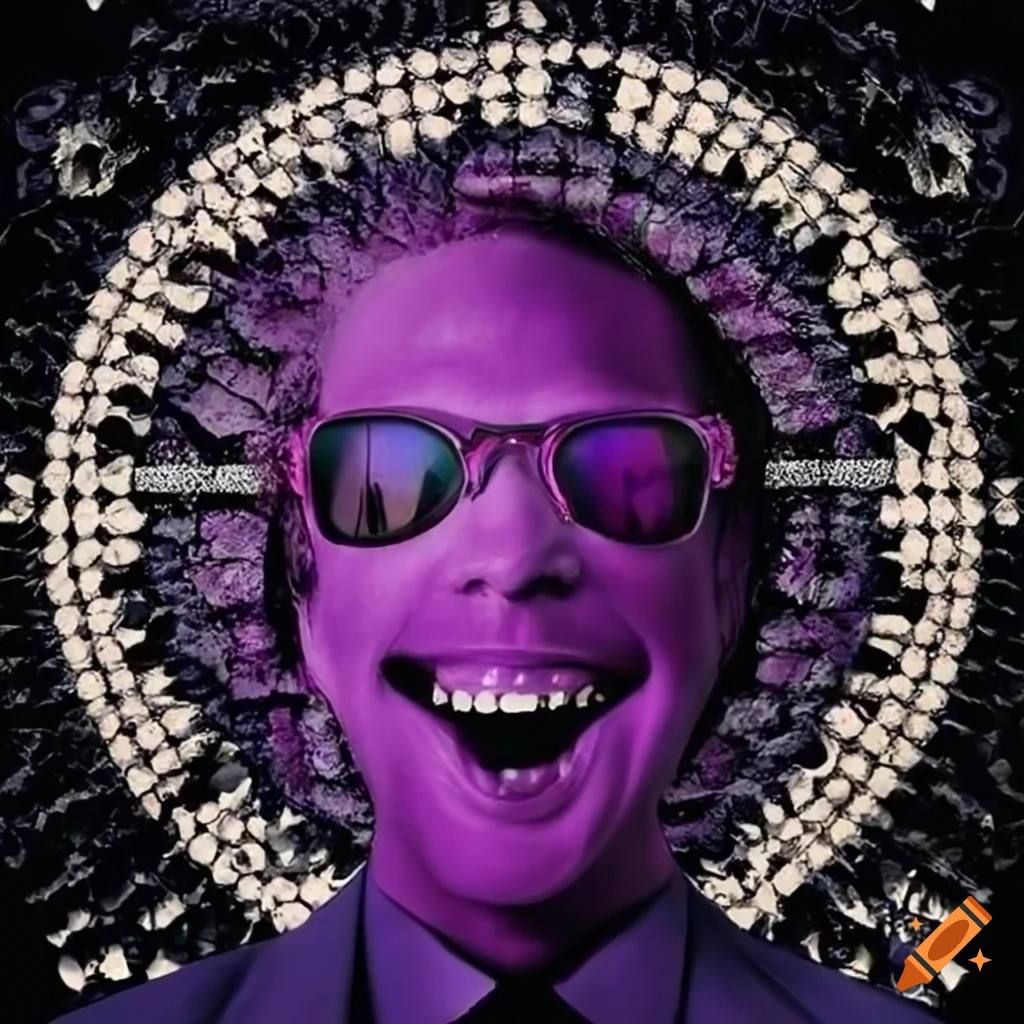 Purple lizards in designer suits wearing sunglasses in propaganda ...