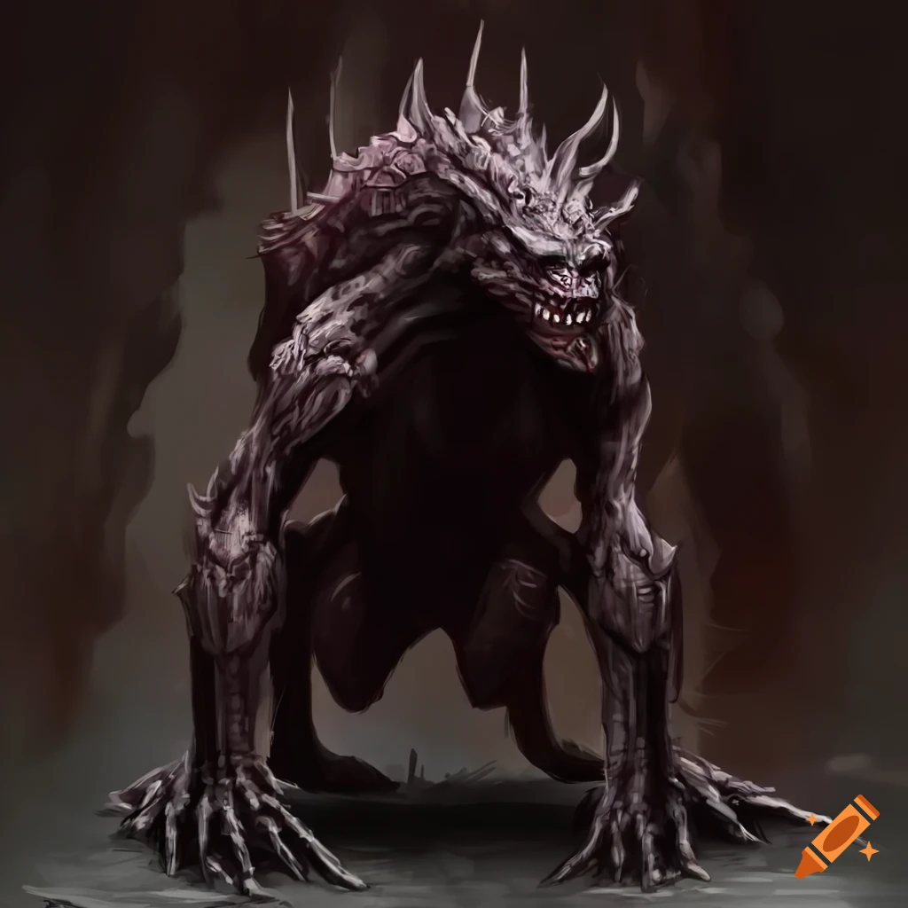 Quadruped alien beast in a grimdark dark fantasy setting on Craiyon